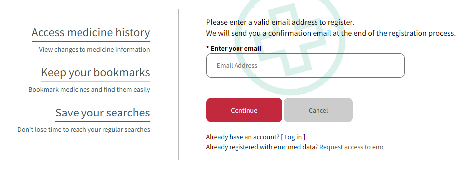 Registering for an account on emc
