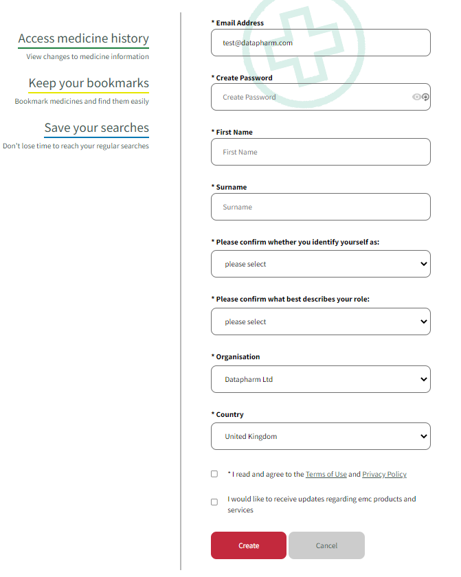 Registering for an account on emc